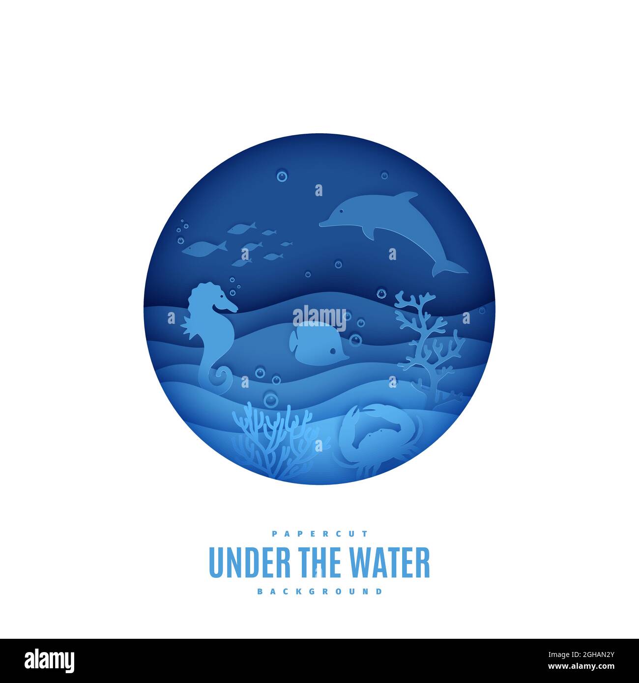 View of the underwater world through the porthole of a submarine in ...