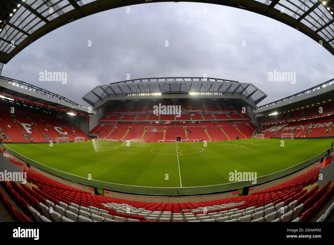 A general view of Anfield, home stadium of Liverpool FC English Premier ...