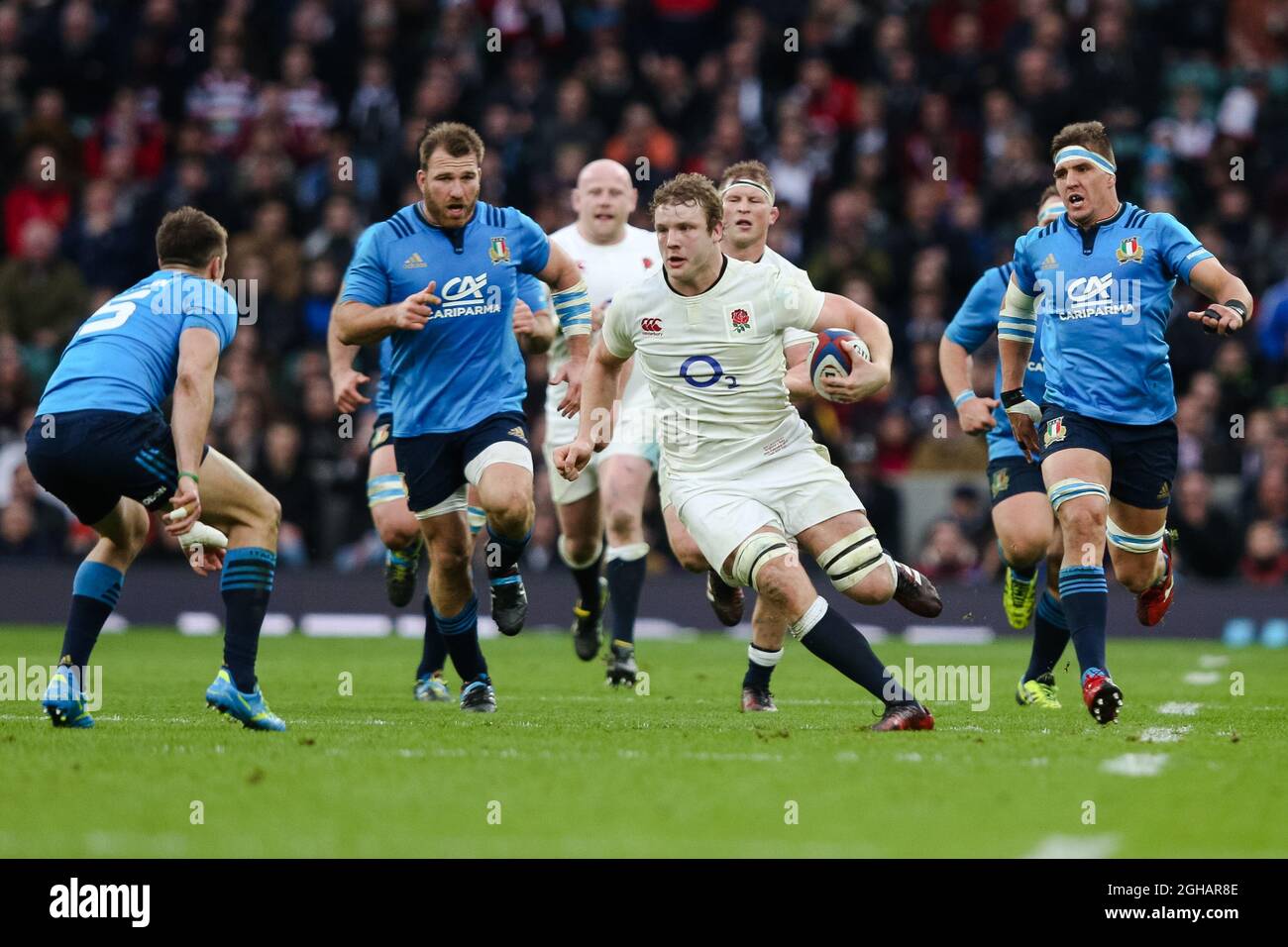 England's Joe Launchbury during the 2017 RBS 6 Nations match at ...
