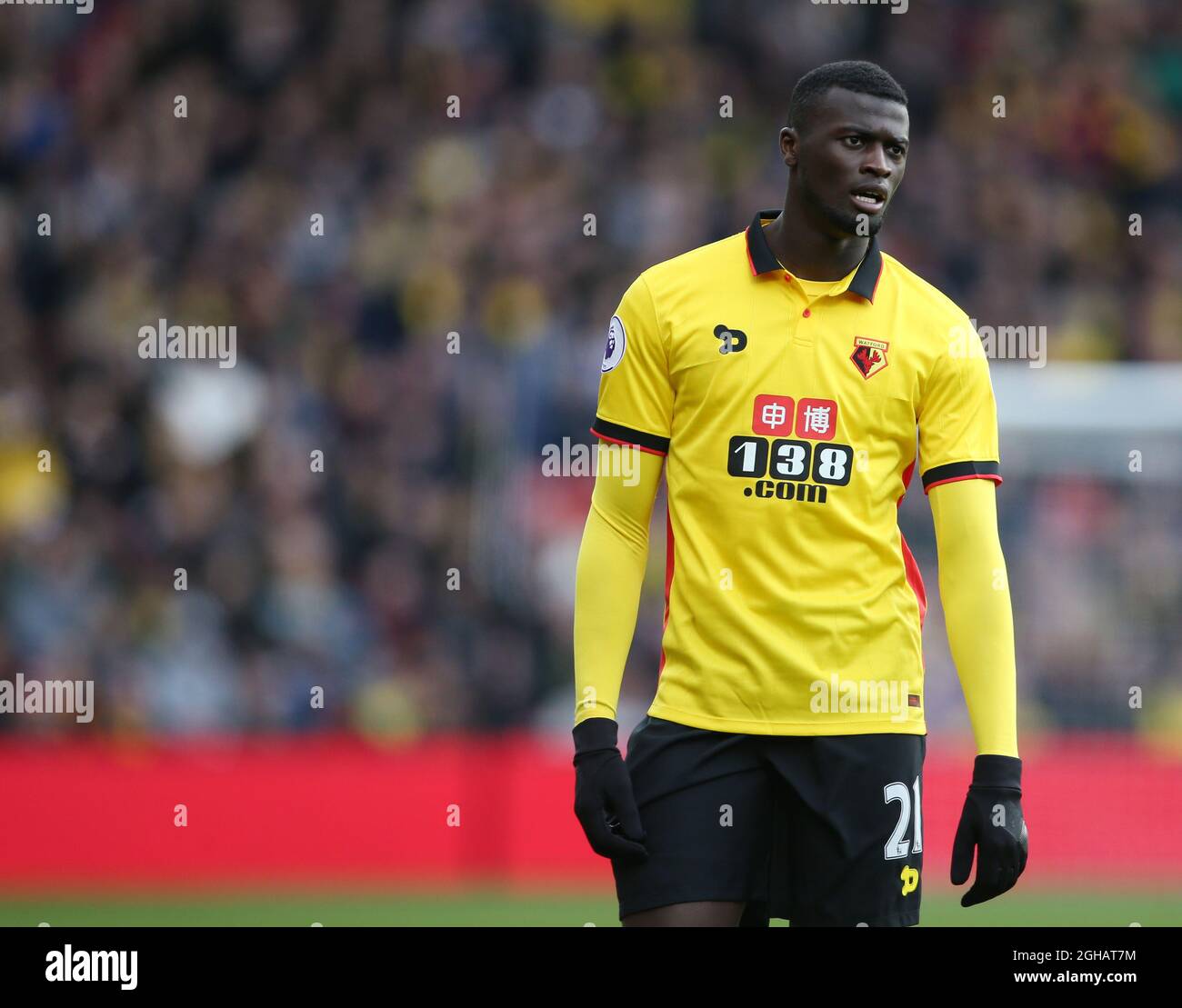 Watford's MÕBaye Niang in action during the Premier League match at the ...