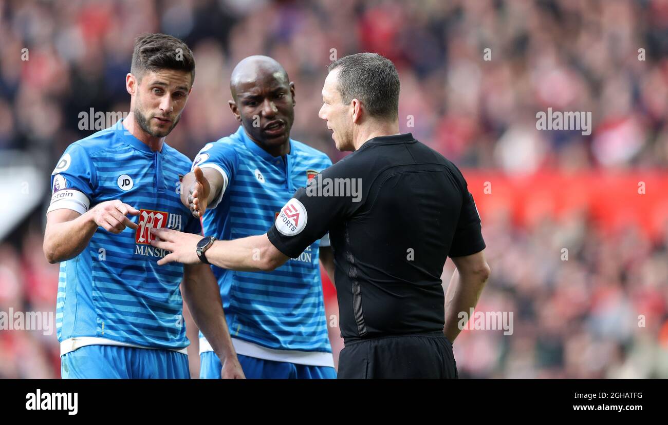 Andrew Furman of Bournemouth reacts after being sent off during the ...