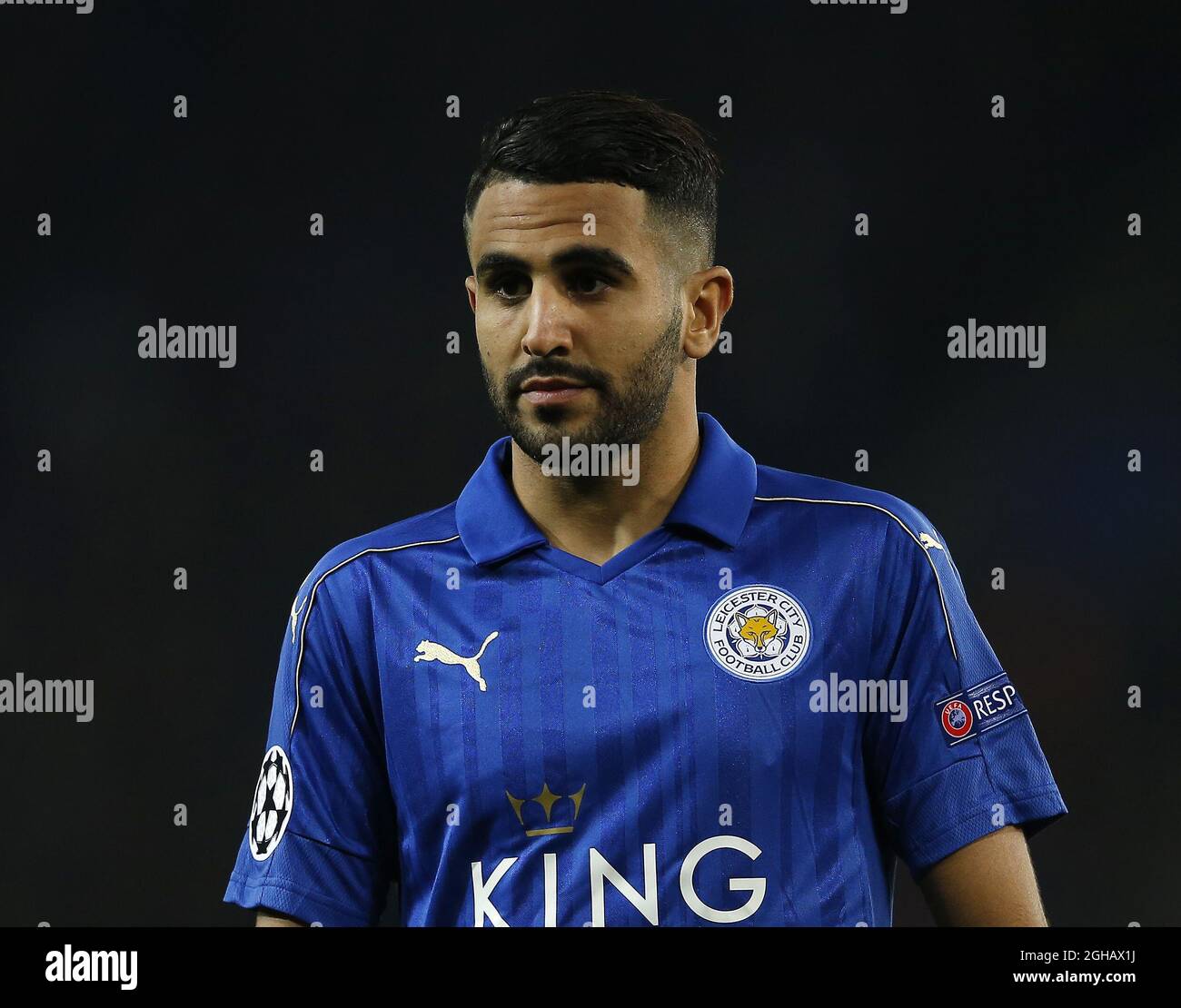 Riyad Mahrez of Leicester City during the UEFA Champions League Round ...