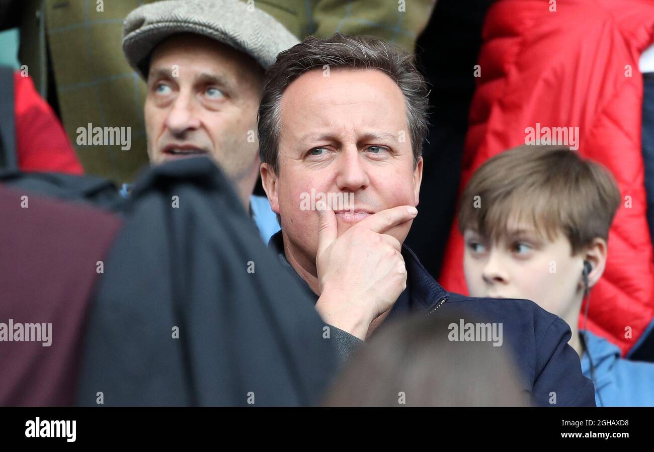 David Cameron during the Six Nations match at Twickenham Stadium ...
