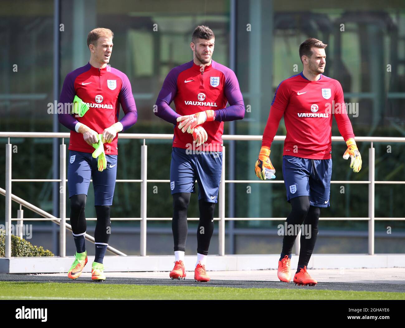 England's Joe Hart, Fraser Forster and Tom Heaton during training at ...
