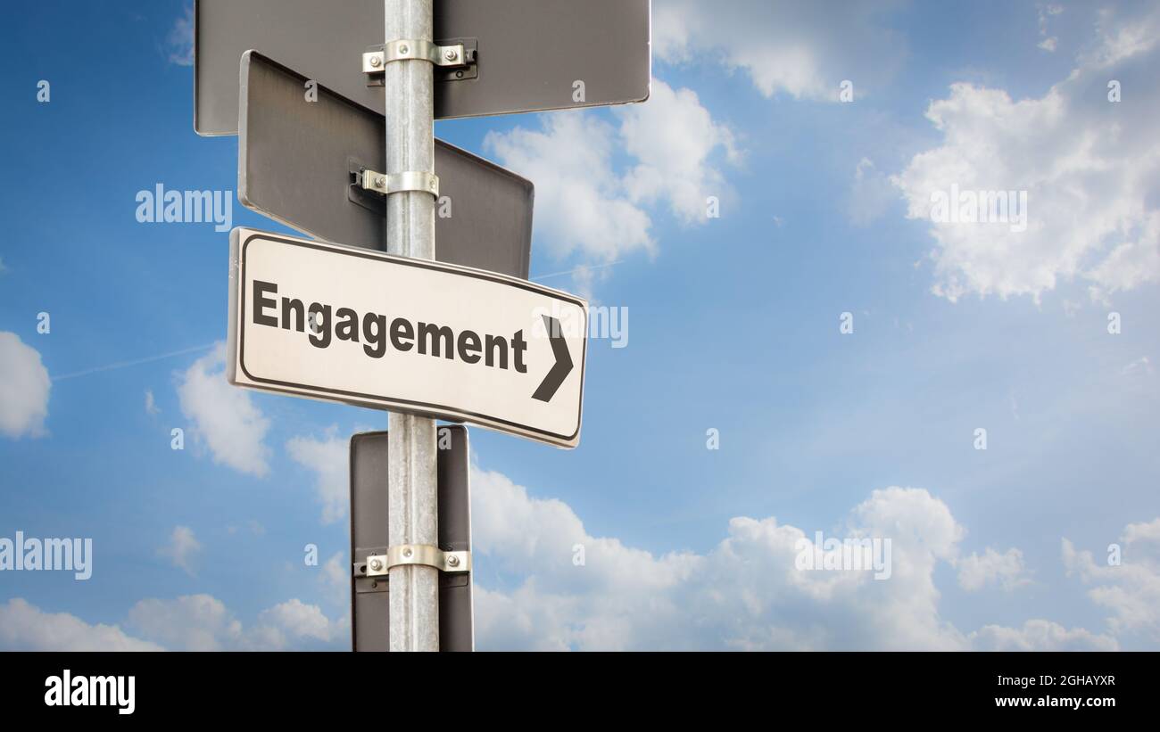 Street Sign the Direction Way to Engagement Stock Photo - Alamy