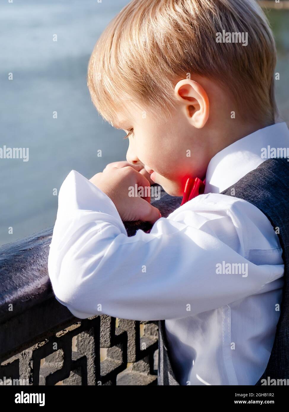 Sad Kid Outdoor in the Summer Day Stock Photo - Alamy