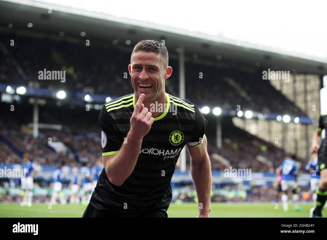 Gary Cahill of Chelsea celebrates scoring during the English Premier ...