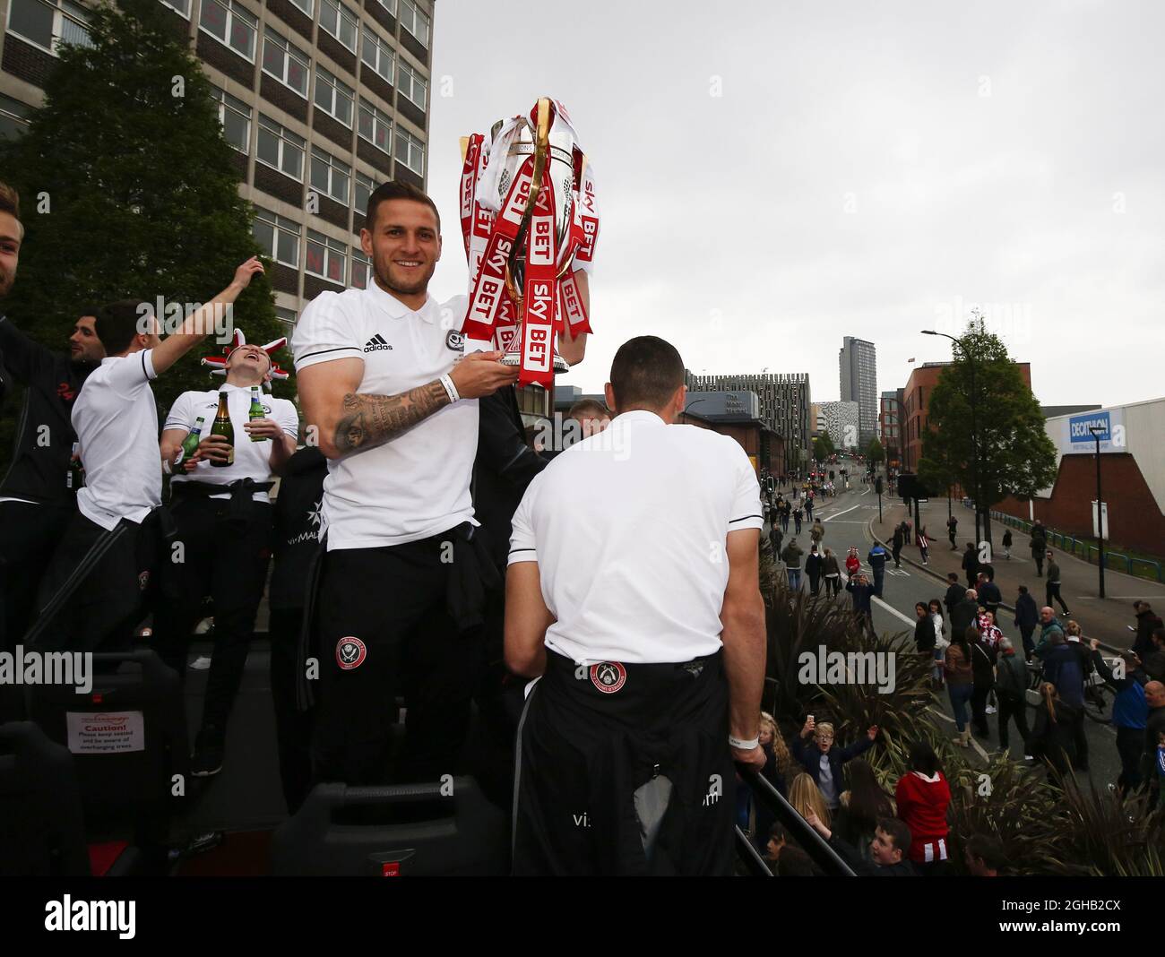 Billy Sharp of Sheffield Utd during the open top bus parade from ...
