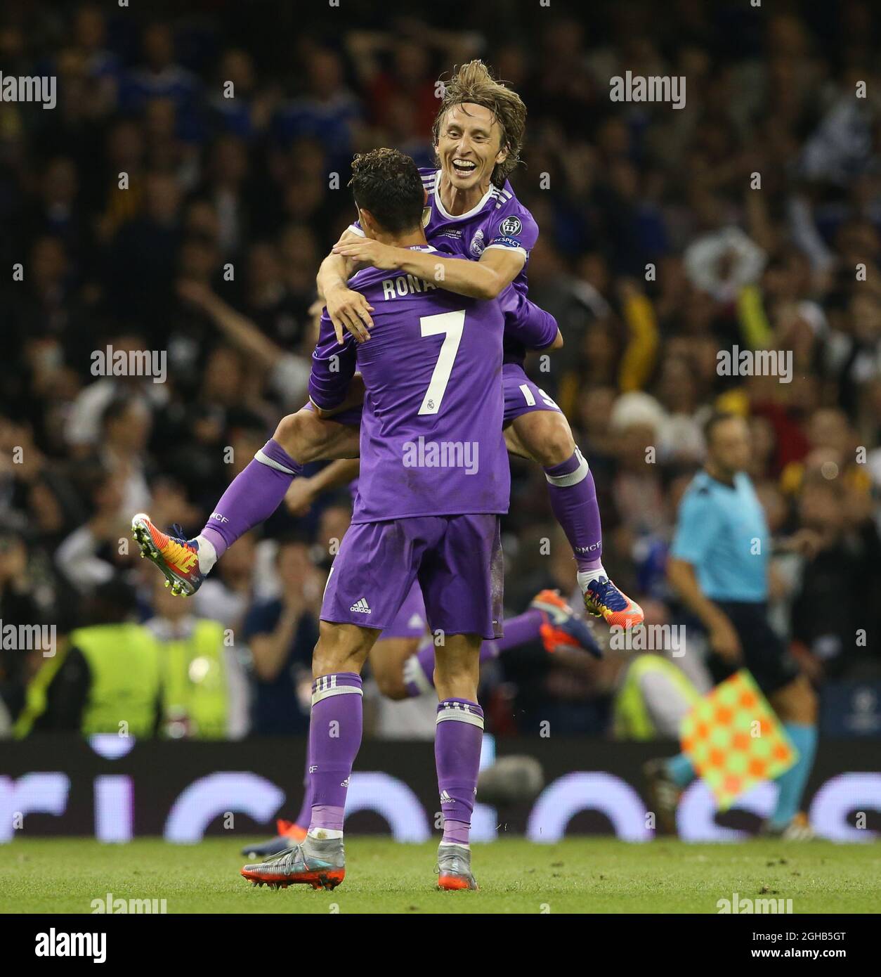 Luka Modric of Real Madrid celebrates with Cristiano Ronaldo of Real ...