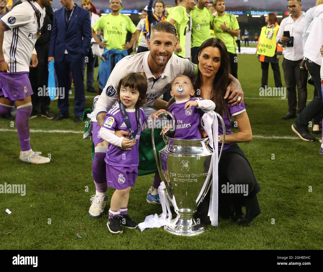 Sergio Ramos of Real Madrid and his family with the Champions League ...