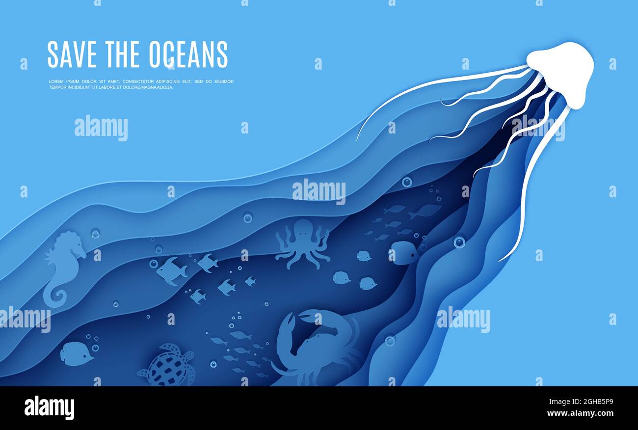 Paper cut butterflyfish, jellyfish, moonfish, turtle, hippocampus, crab ...