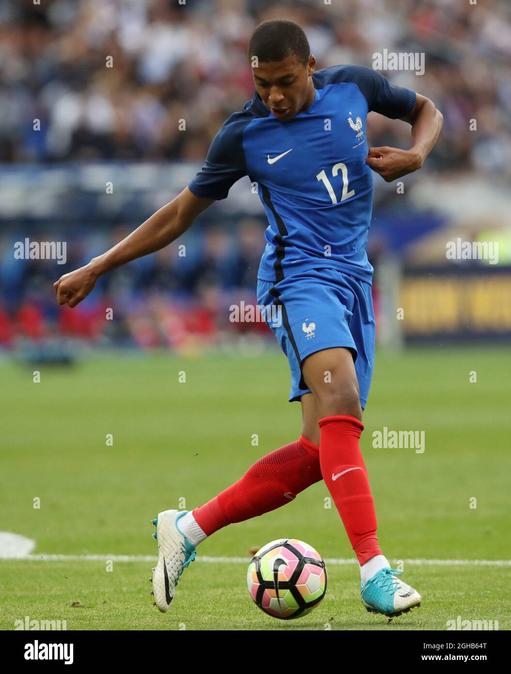 France's Kylian Mbappe in action during the Friendly match at Stade De ...