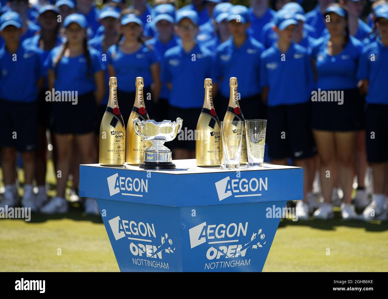The Ladies Doubles Winners and Runners Up Trophies during the AEGON ...