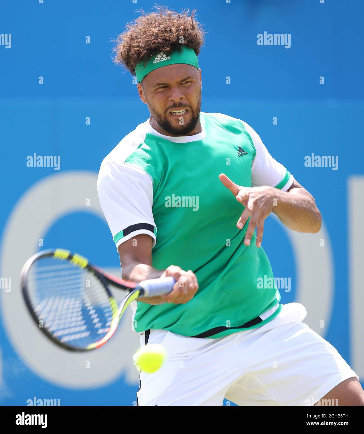 Jo-Wilfried Tsonga in action during the Aegon Championships at the ...