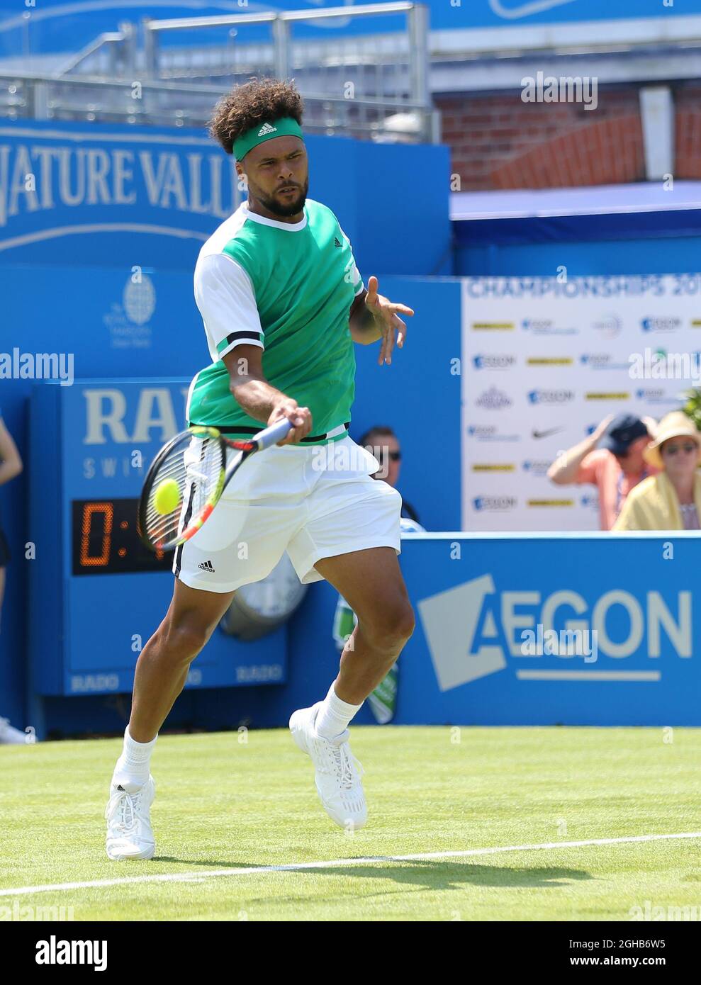 Jo-Wilfried Tsonga in action during the Aegon Championships at the ...