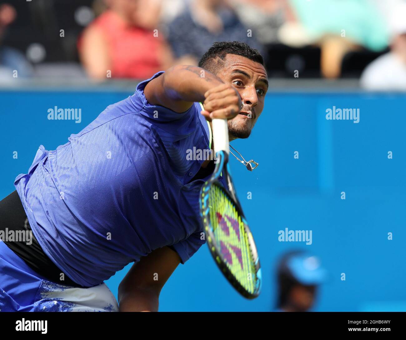Nick Kyrgios in action during the Aegon Championships at the Queen's Club, London. Picture date ...