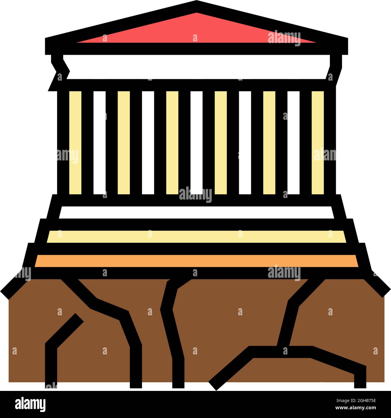 acropolis ancient greece architecture building color icon vector ...