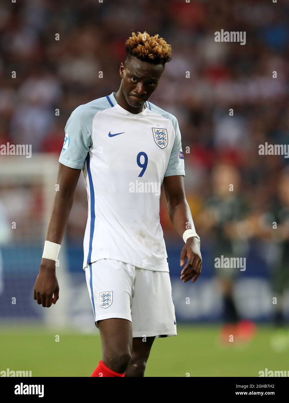 England's Tammy Abraham in action during the UEFA Under 21 Semi Final ...