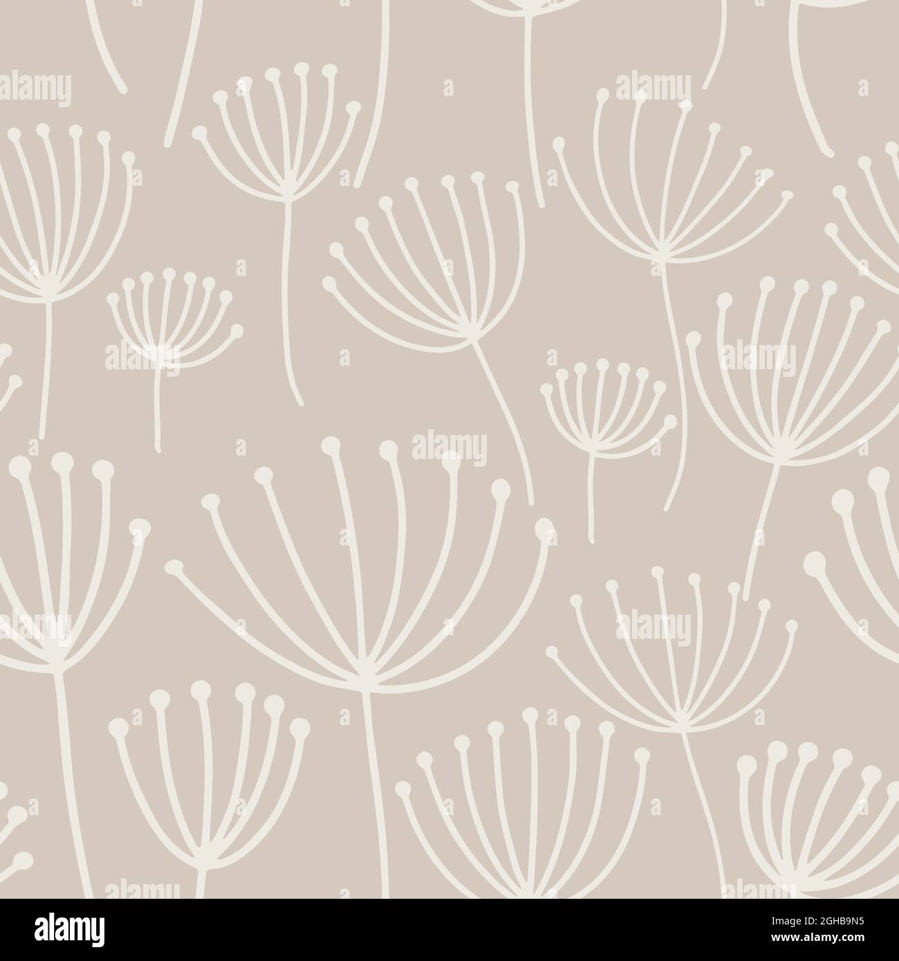 seamless pattern with hand drawn botanical elements delicate pastel ...
