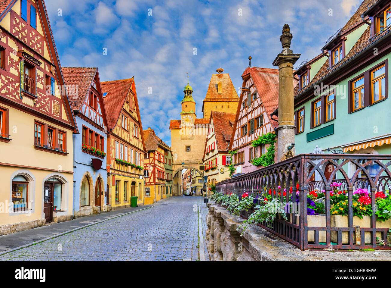 Rothenburg, Germany. Medieval town of Rothenburg ob der Tauber on a ...