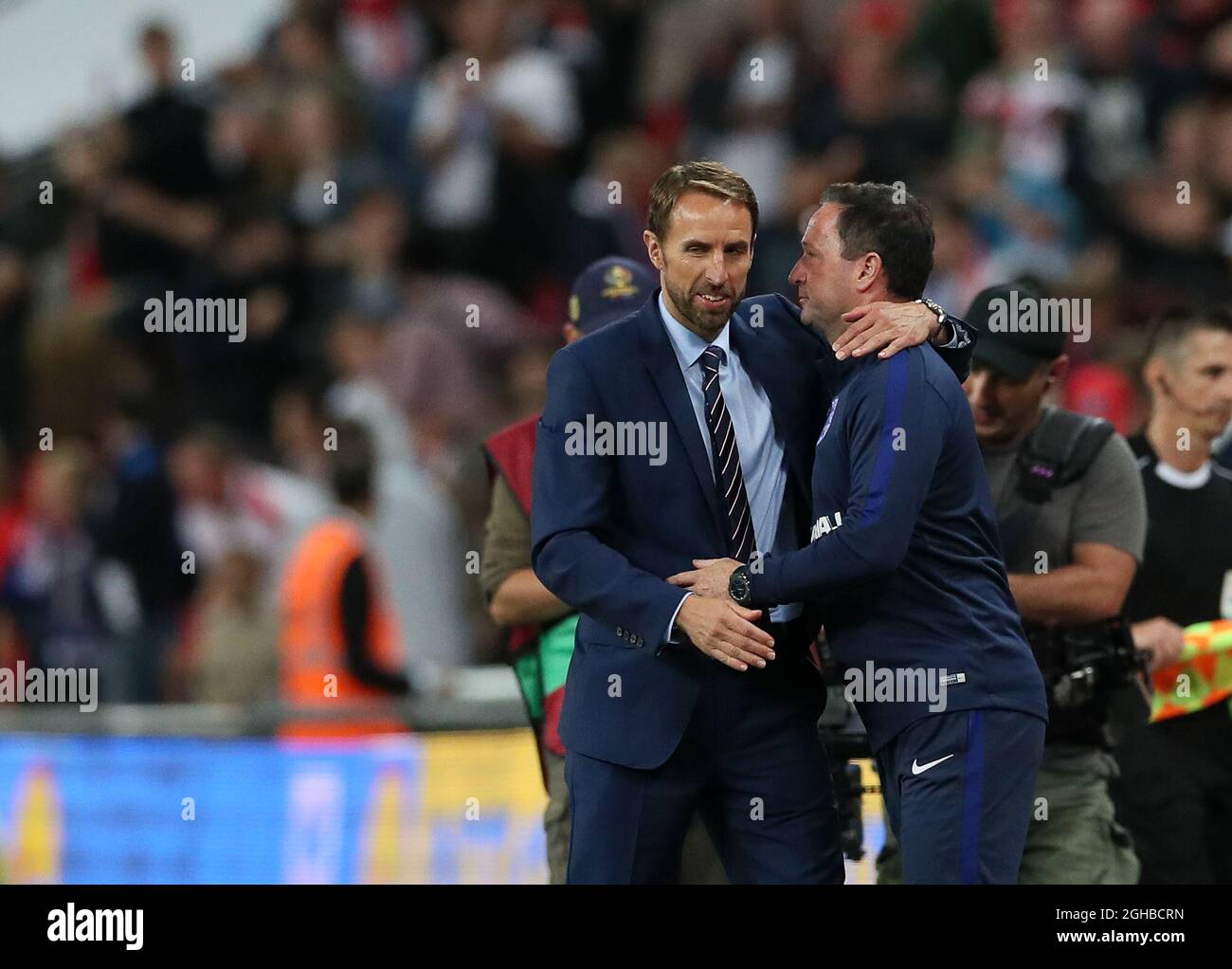 England's Gareth Southgate celebrates at the final whistle during the ...