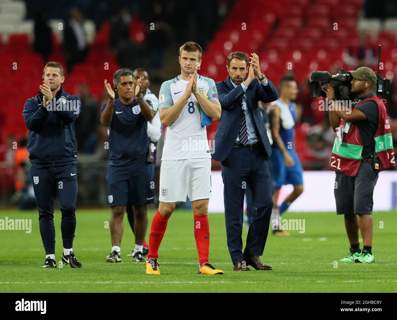 England's Gareth Southgate celebrates at the final whistle during the ...