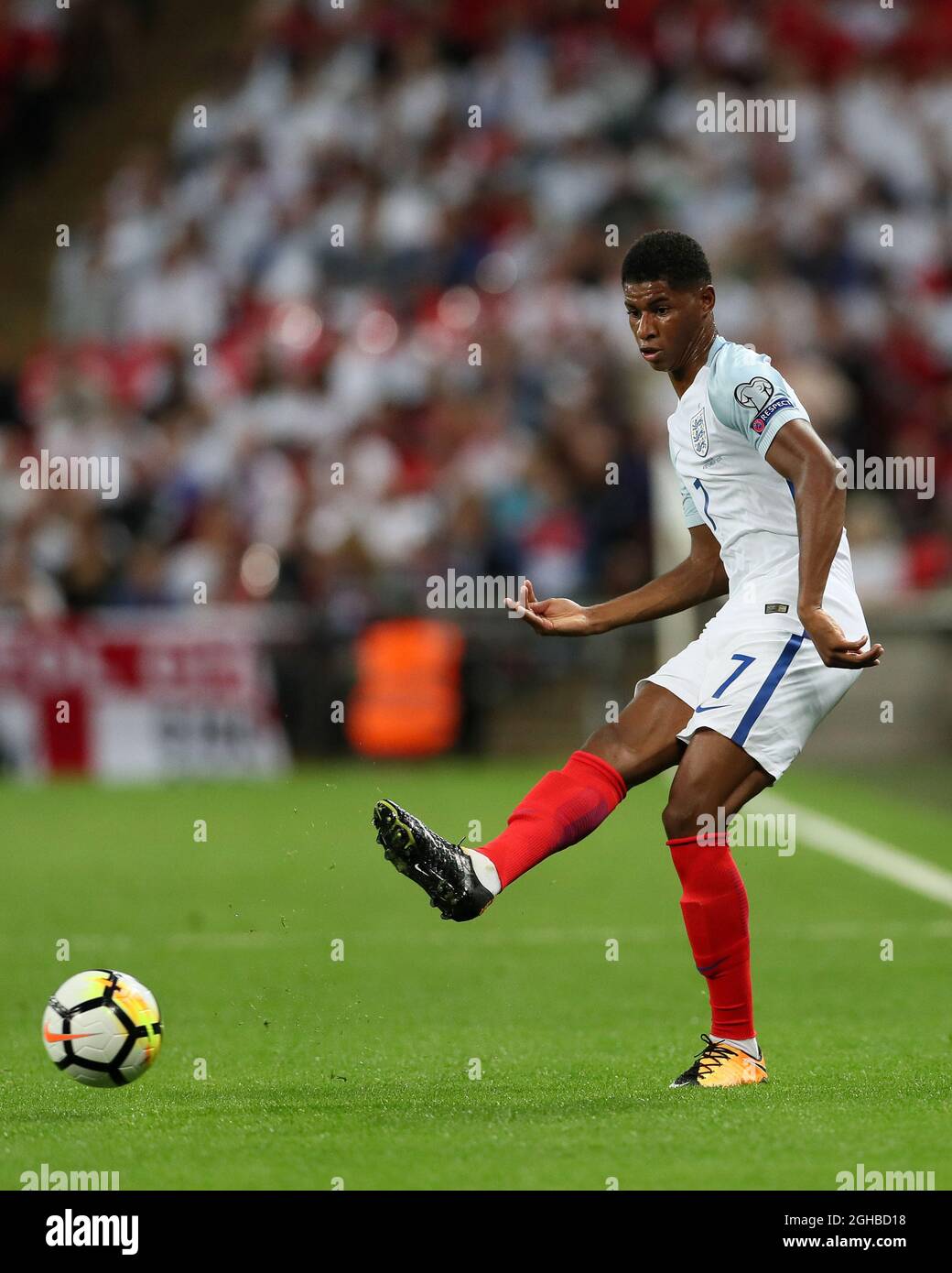 England's Marcus Rashford in action during the World Cup Qualifier ...