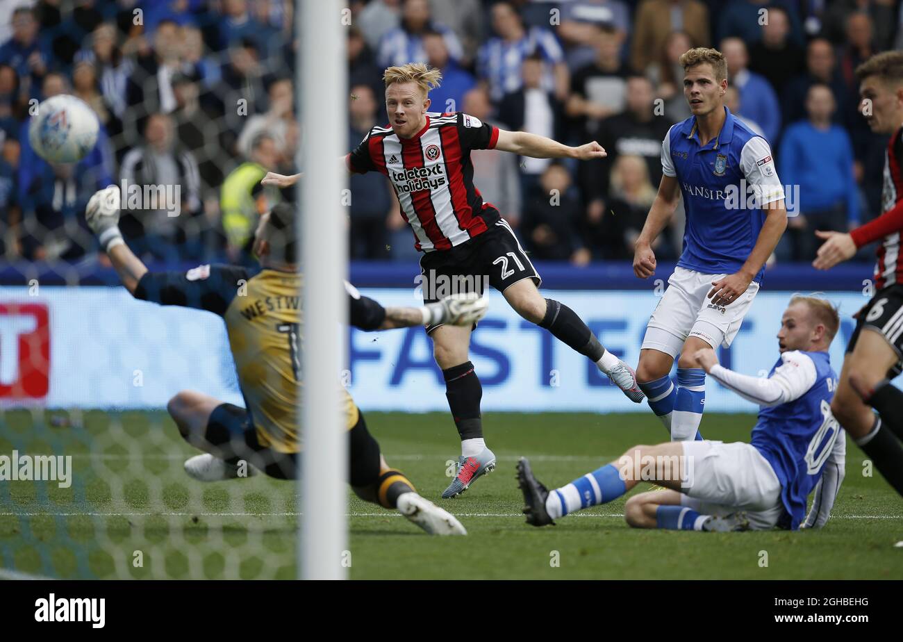 Mark Duffy of Sheffield Utd scores the third goal during the ...