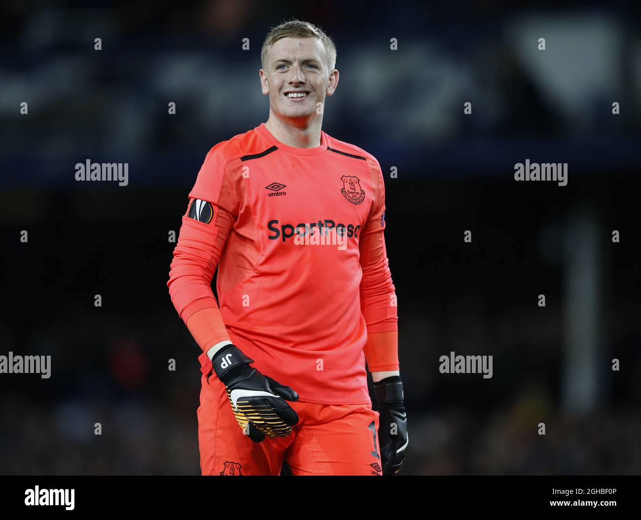 Jordan Pickford of Everton during the Europa League Group E match at ...