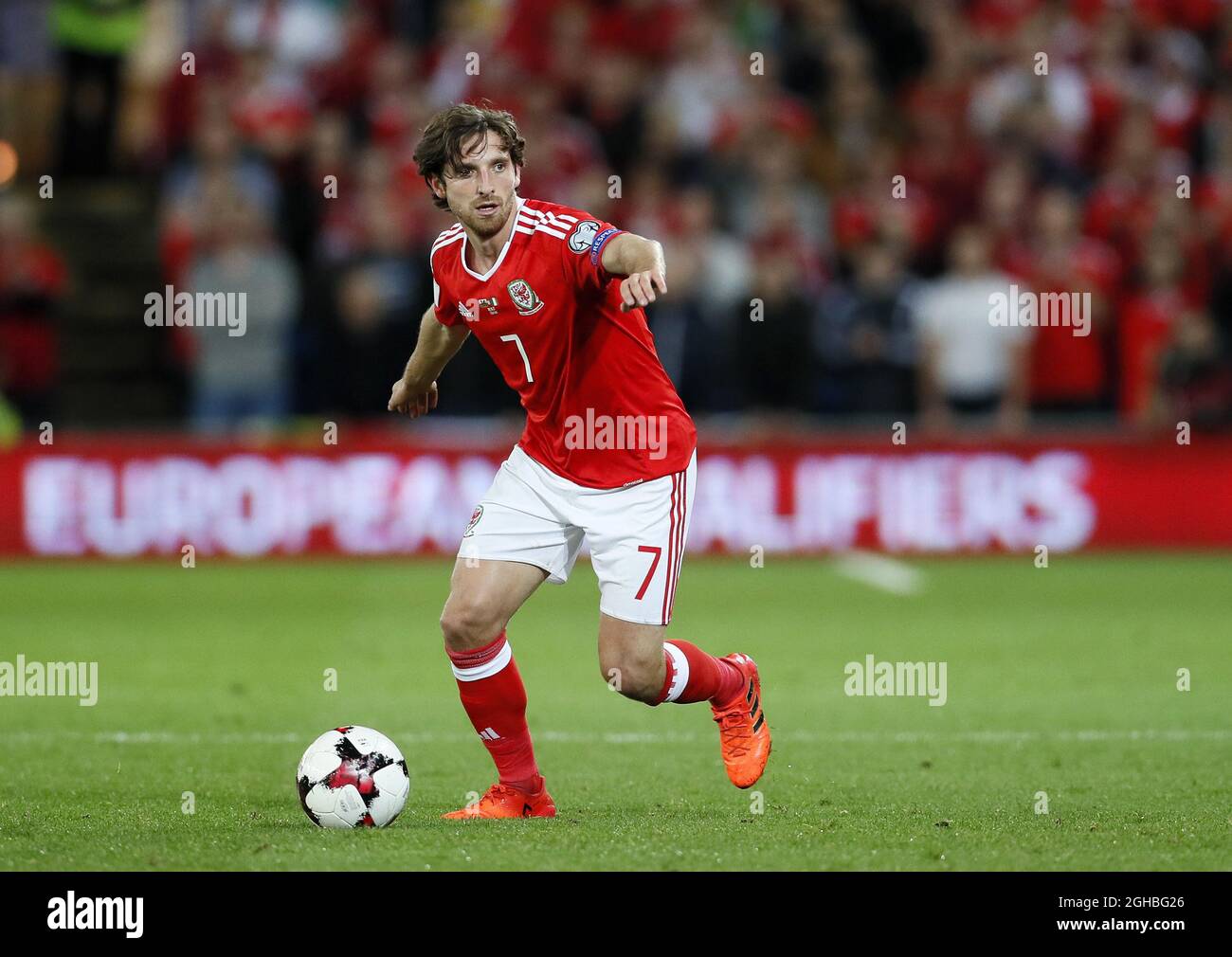 Wales' Joe Allen in action during the world cup group D qualifying ...