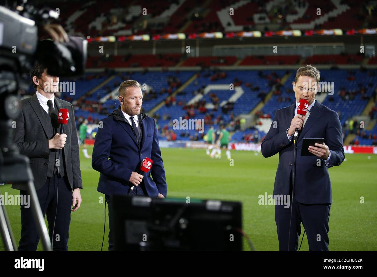 SkyÕs Craig Bellamy and Simon Thomas during the world cup group D ...