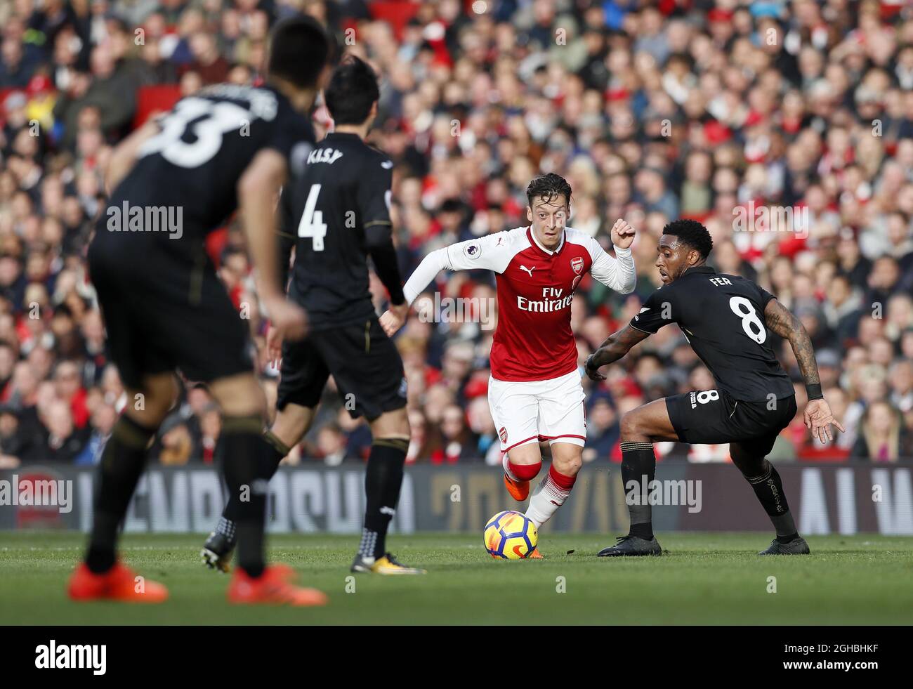 Arsenal's Mesut Ozil in action during the premier league match at the ...