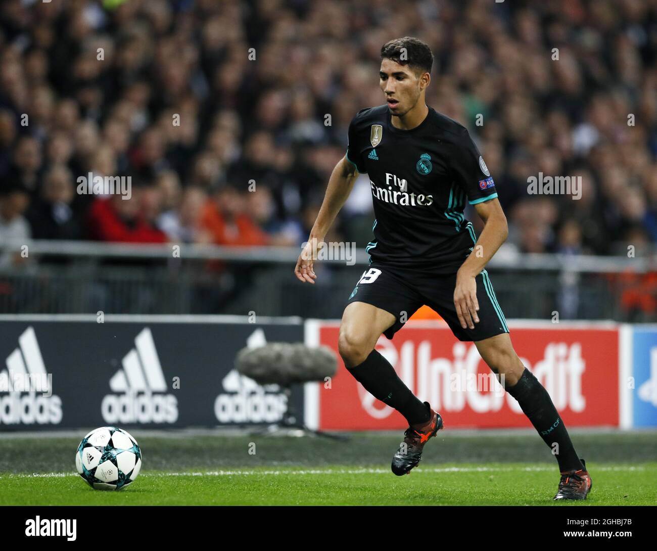Real Madrid's Achraf Hakimi in action during the Champions League Group ...