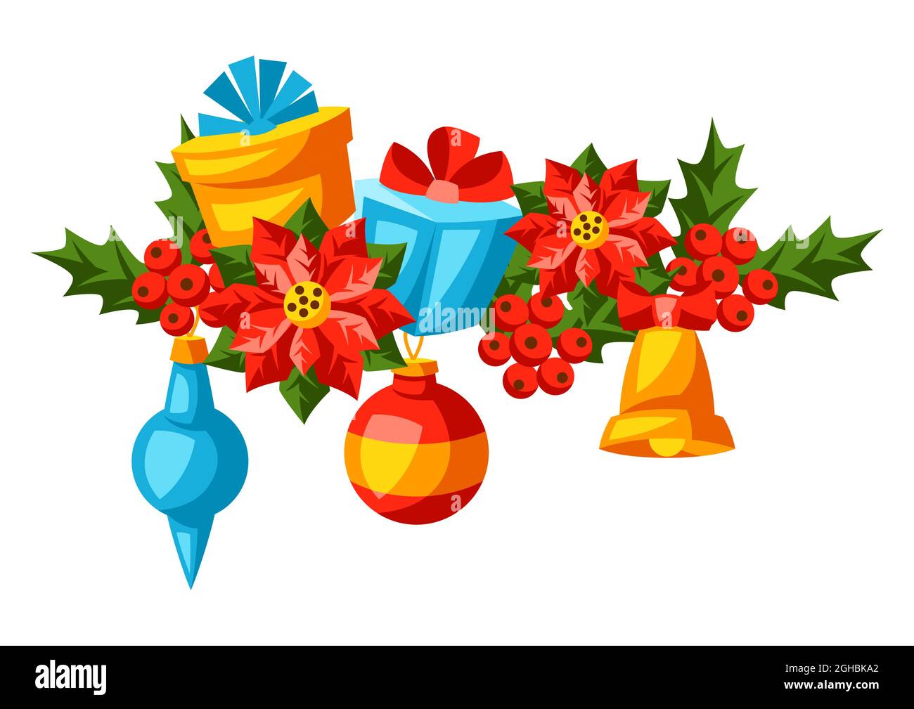 Merry Christmas decoration design. Holiday illustration in cartoon ...