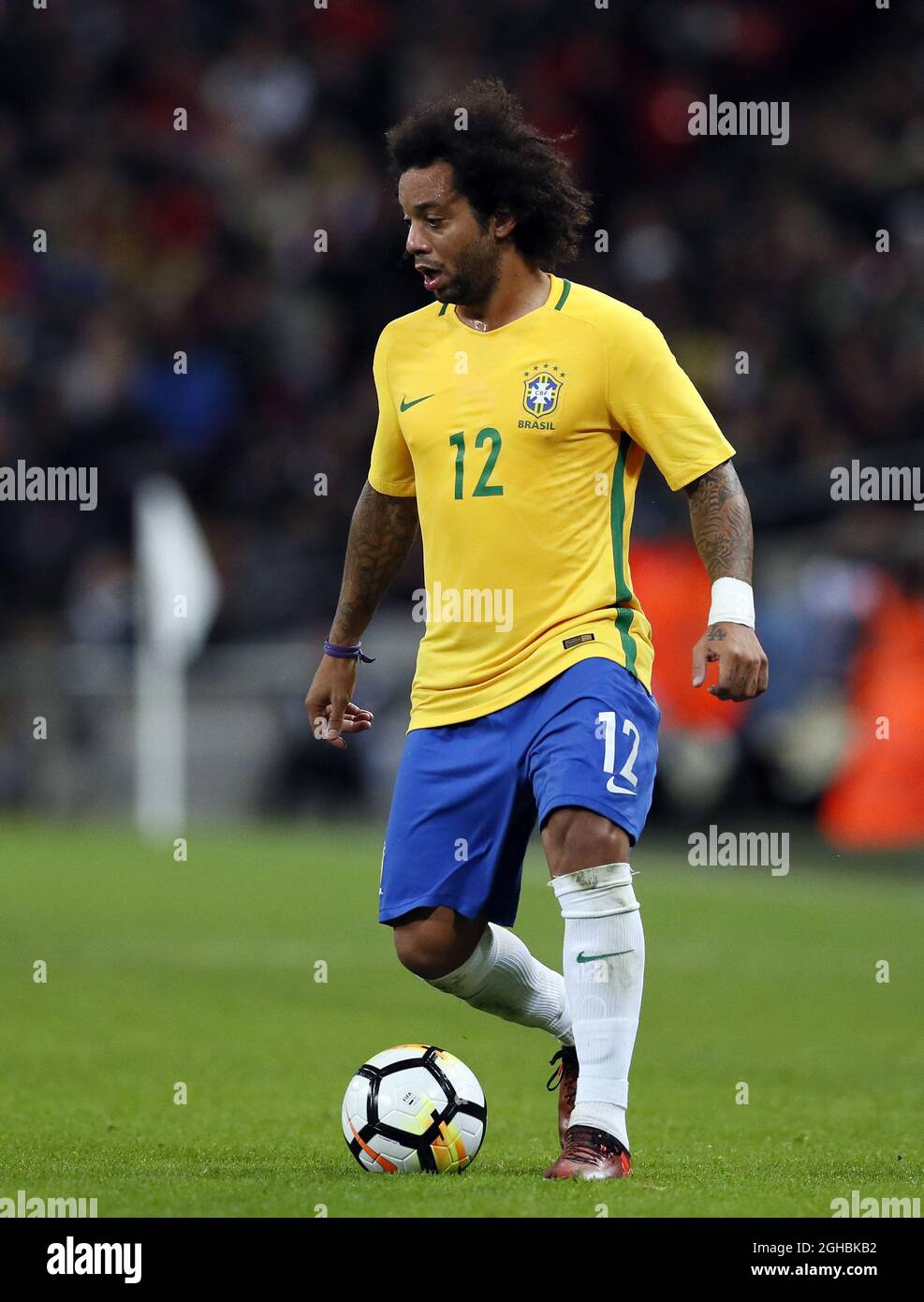 Brazil's Marcelo in action during the International friendly match at ...
