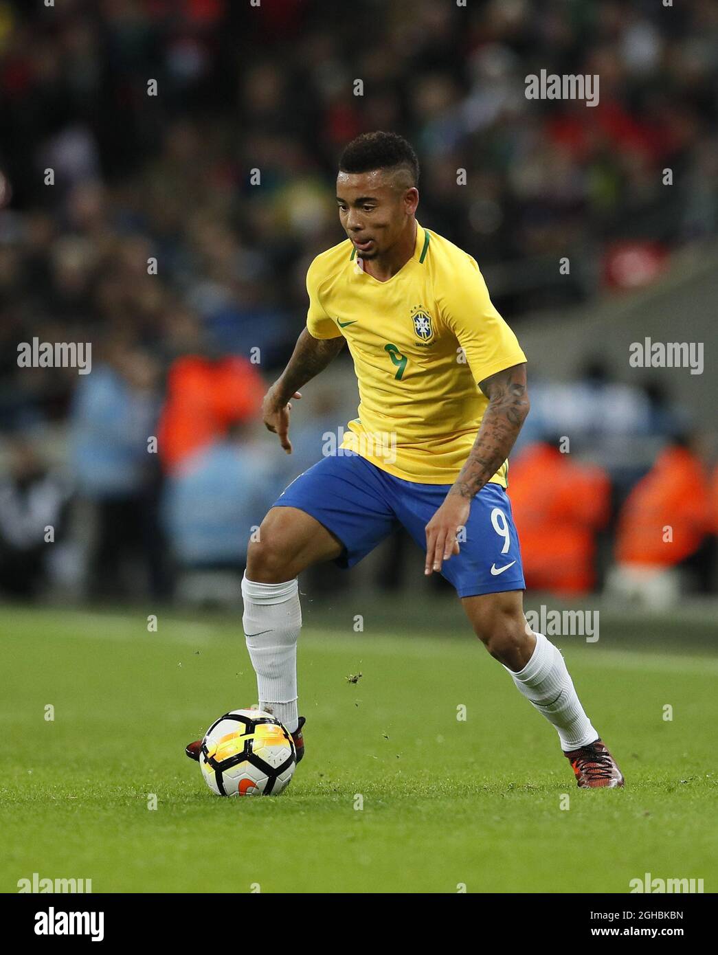 Brazil's Gabriel Jesus in action during the International friendly ...