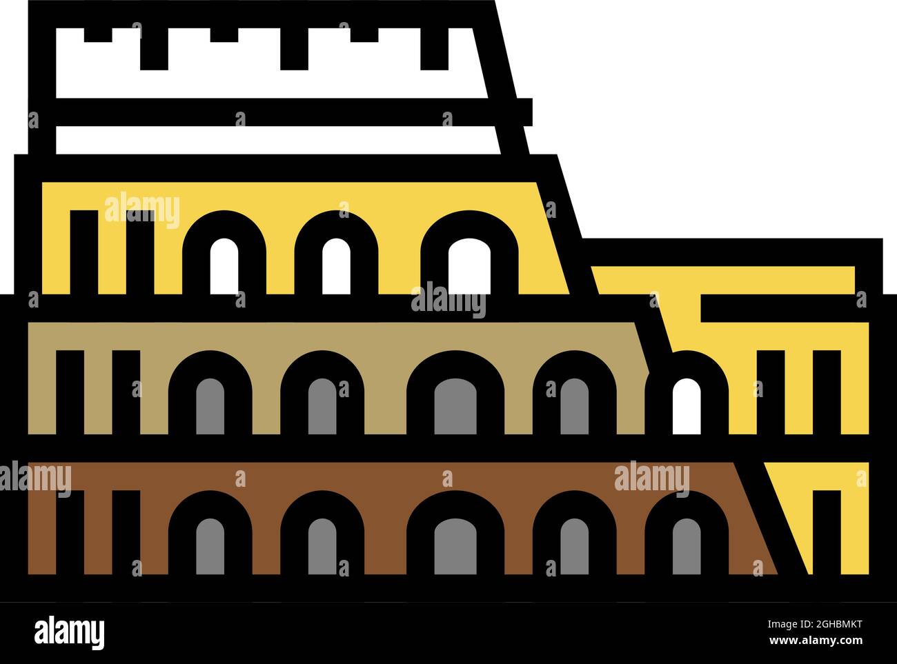 coliseum arena ancient rome building color icon vector illustration ...