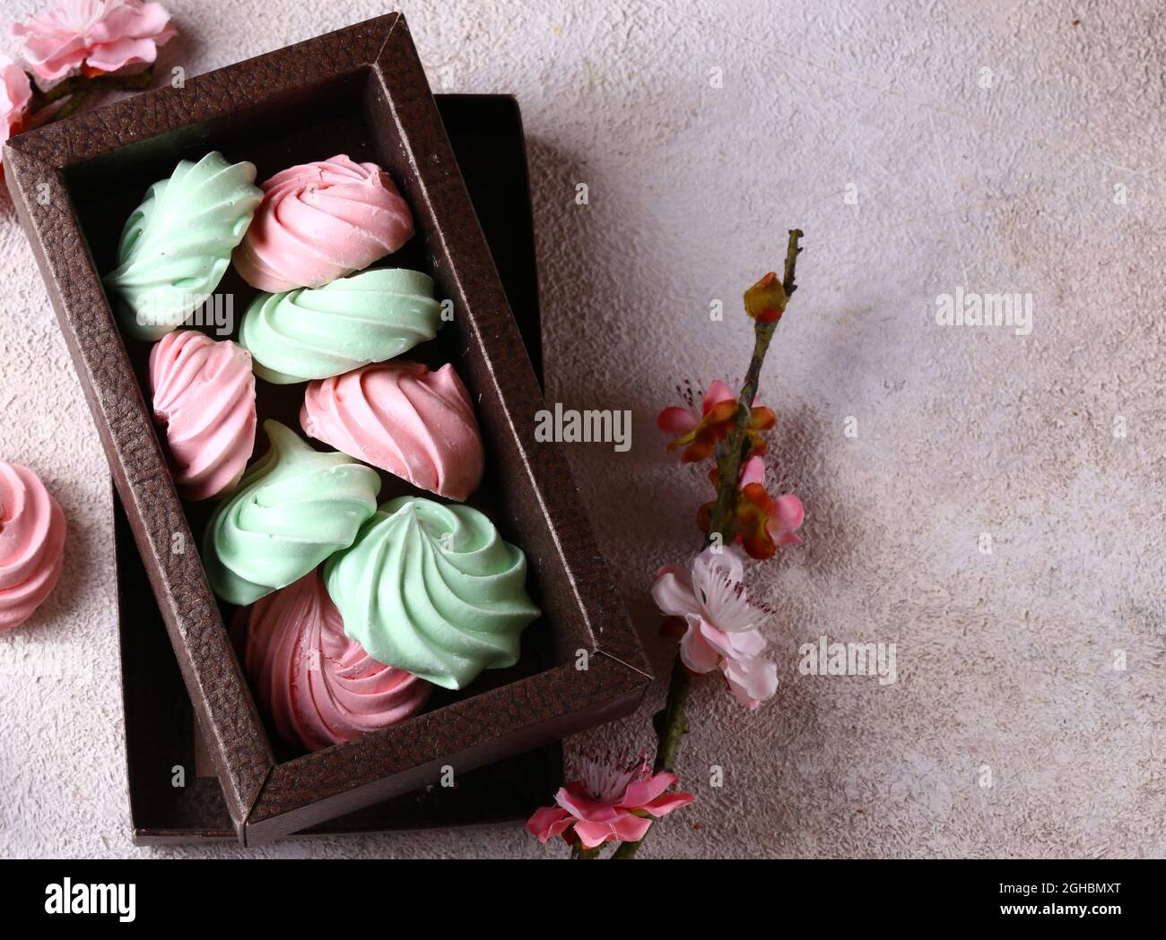 protein meringue cookies in a box Stock Photo - Alamy