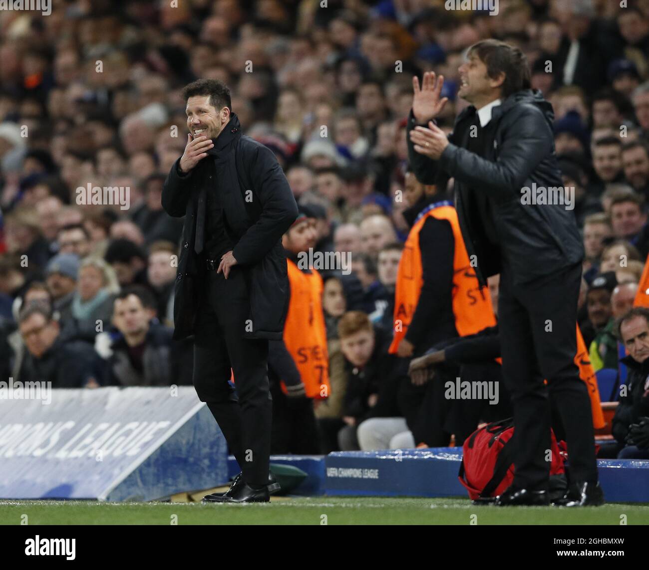 Diego Simeone manager of Atletico Madrid ponders the match during the ...
