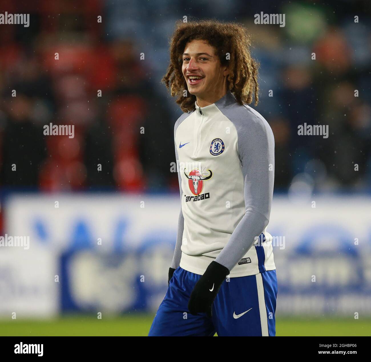 Ethan Ampadu of Chelsea warms up during the premier league match at the ...