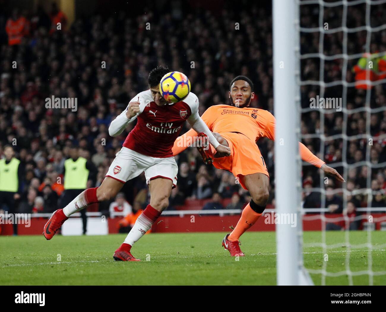 Arsenal's Alexis Sanchez scoring his sides opening goal during the ...