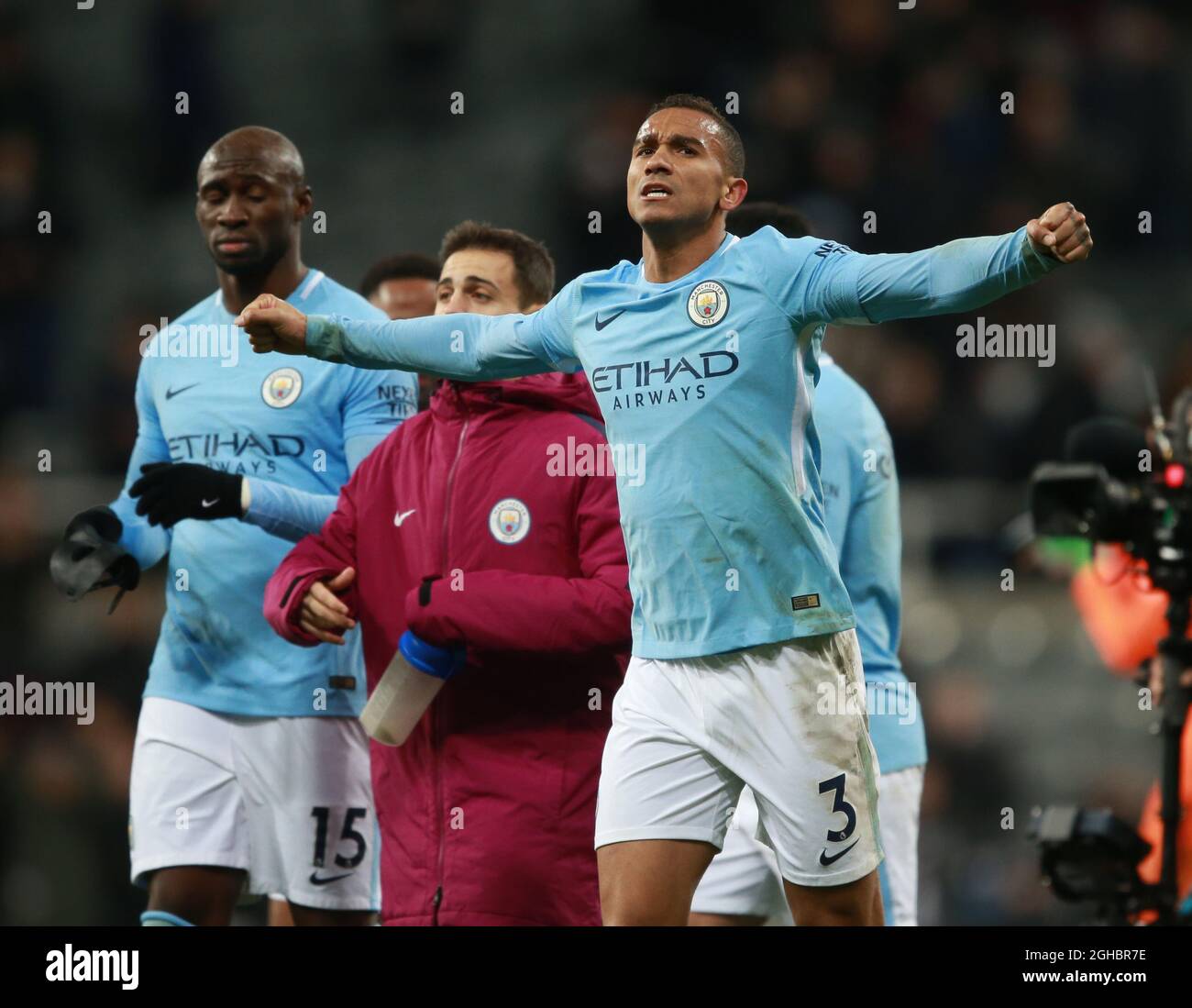 Danilo of Manchester City celebrates the win during the premier league ...
