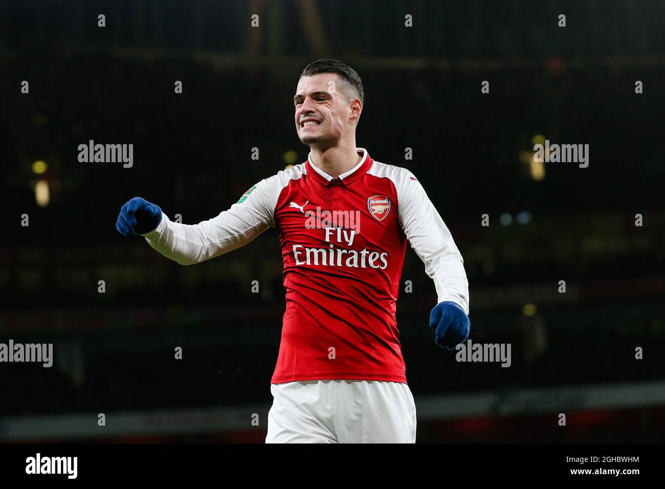 Granit Xhaka of Arsenal during the semi-final second leg of the Carabao ...