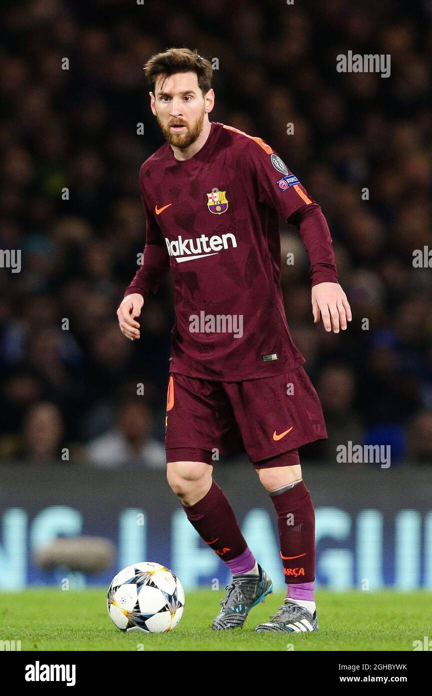 Lionel Messi of Barcelona during the champions league match at Stamford ...
