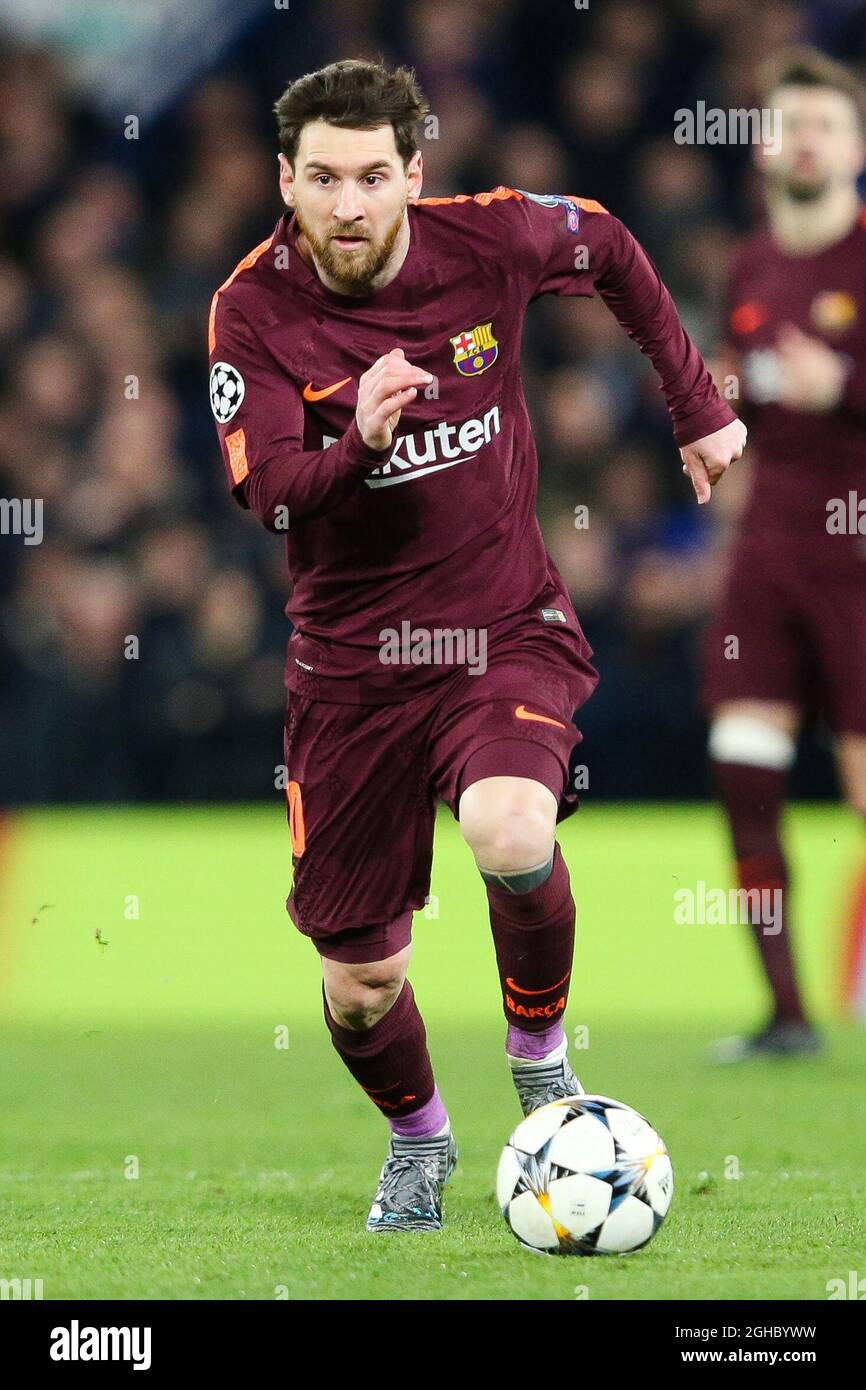 Barcelona's Lionel Messi during the champions league match at Stamford ...