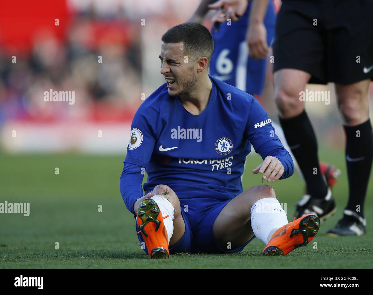 Eden Hazard of Chelsea injured during the premier league match at the ...