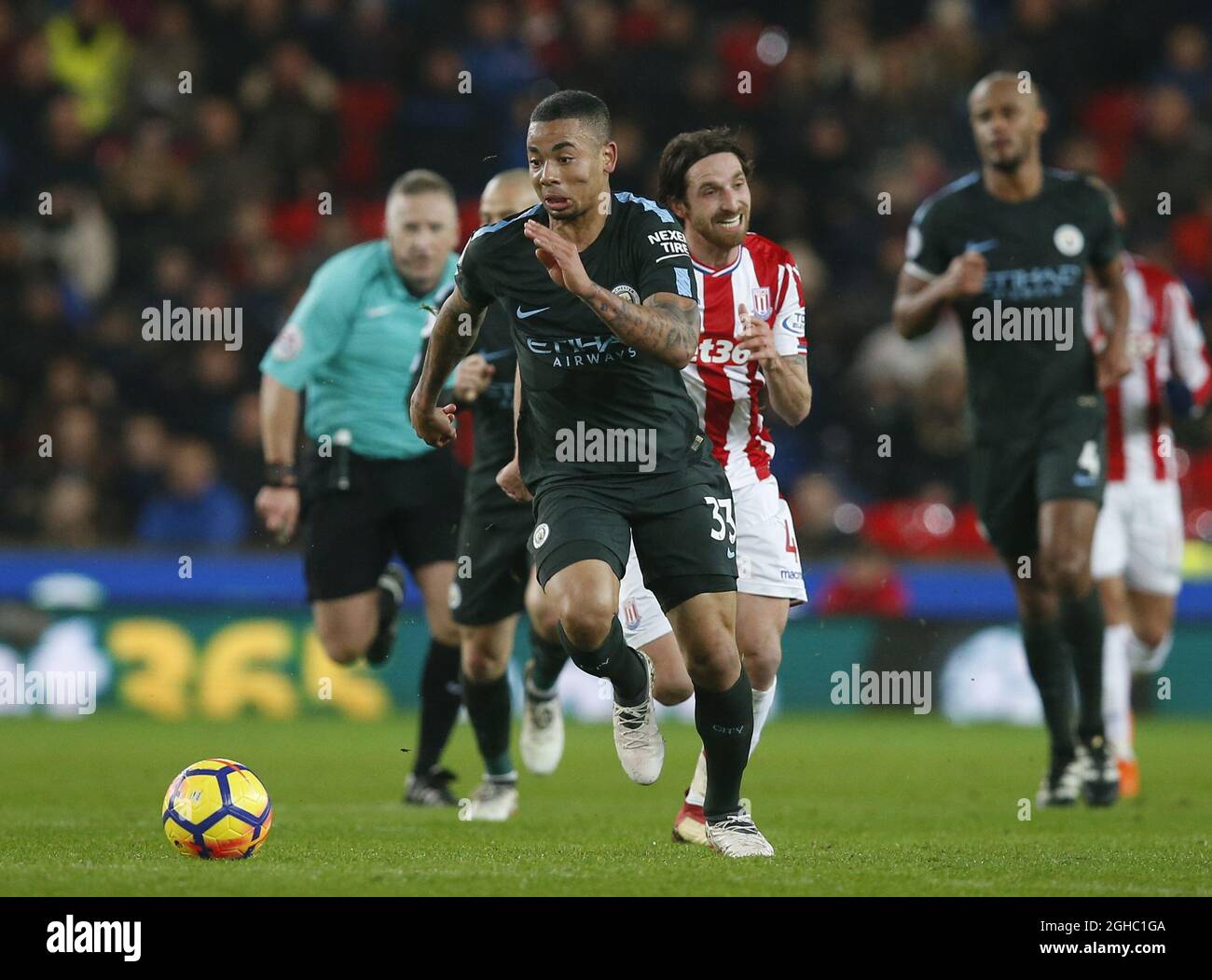 Gabriel Jesus of Manchester City surges forward during the premier ...