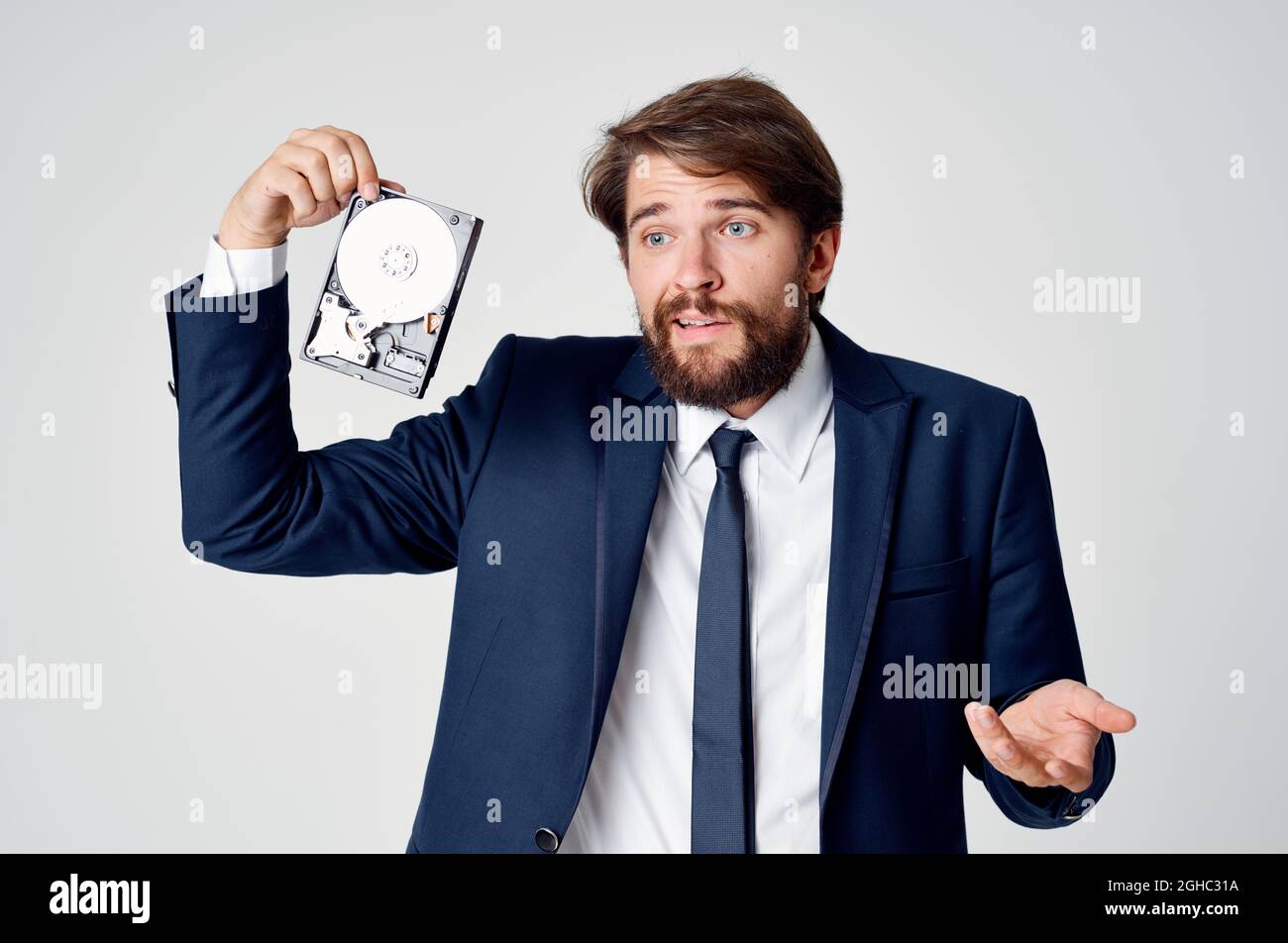 business man hard drive information office technology Stock Photo - Alamy