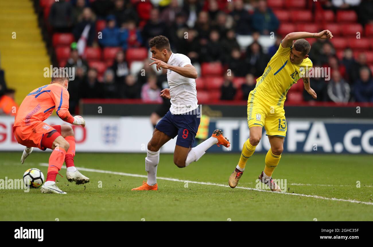 Dominic Calvert Lewin of England scores the first goal during the Euro ...
