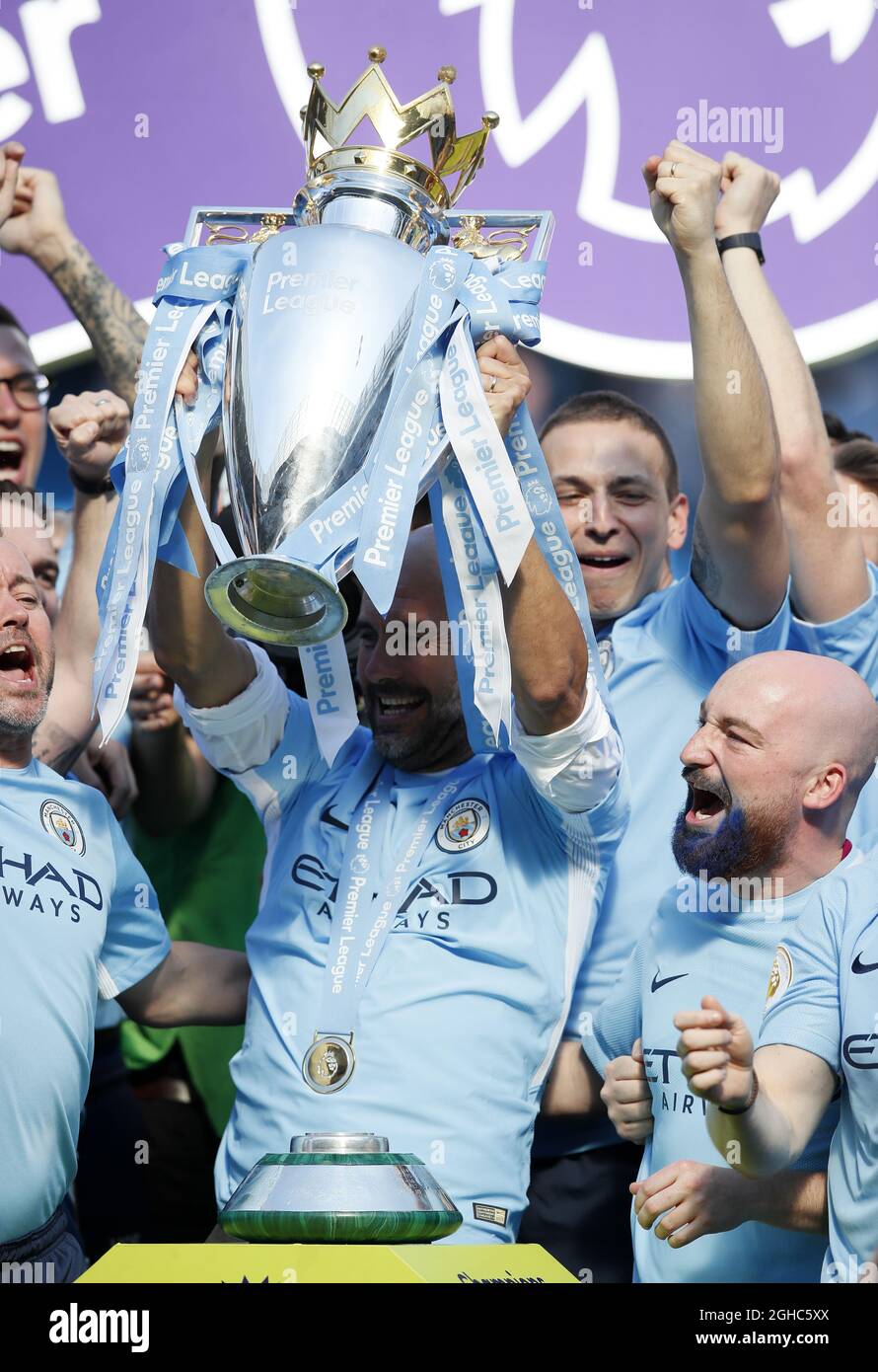 Pep guardiola premier league trophy hi-res stock photography and images ...